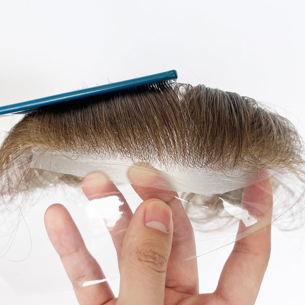 Men Receding Hairline Forehead Toupee Light Brown Color 100% Human Hai ...