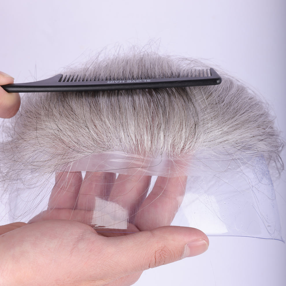 Men Receding Hairline Forehead Toupee 100% Human Hair Super Soft V-loo ...